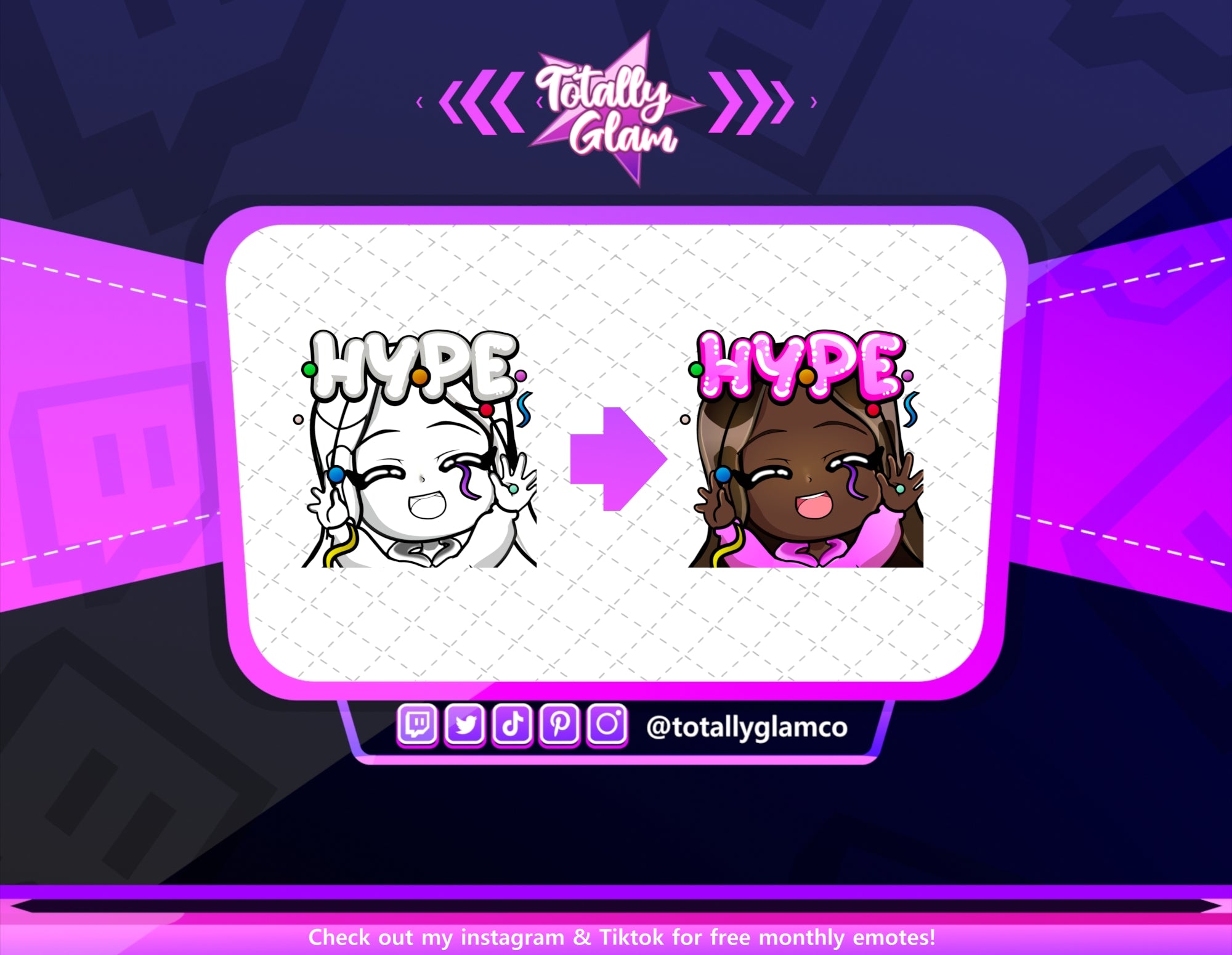 Animated Hype YCH Custom Chibi Emote – TotallyGlamCo